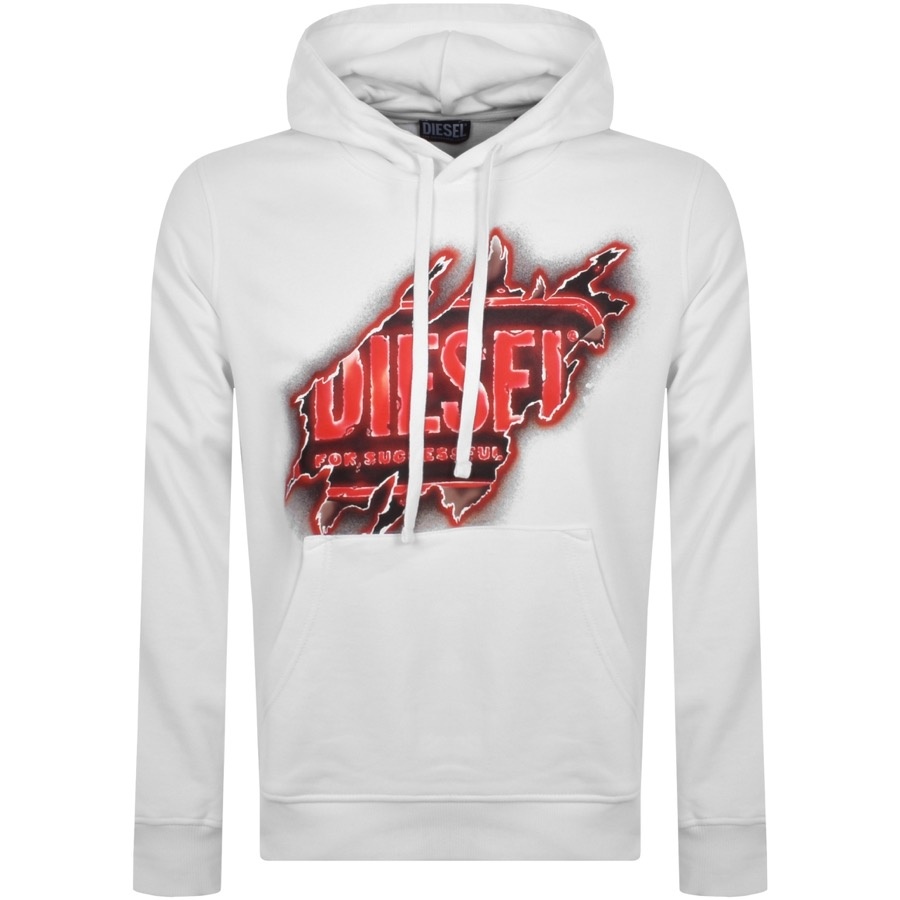 Diesel S Ginn E8 Logo Hoodie White | The Hoxton Trend