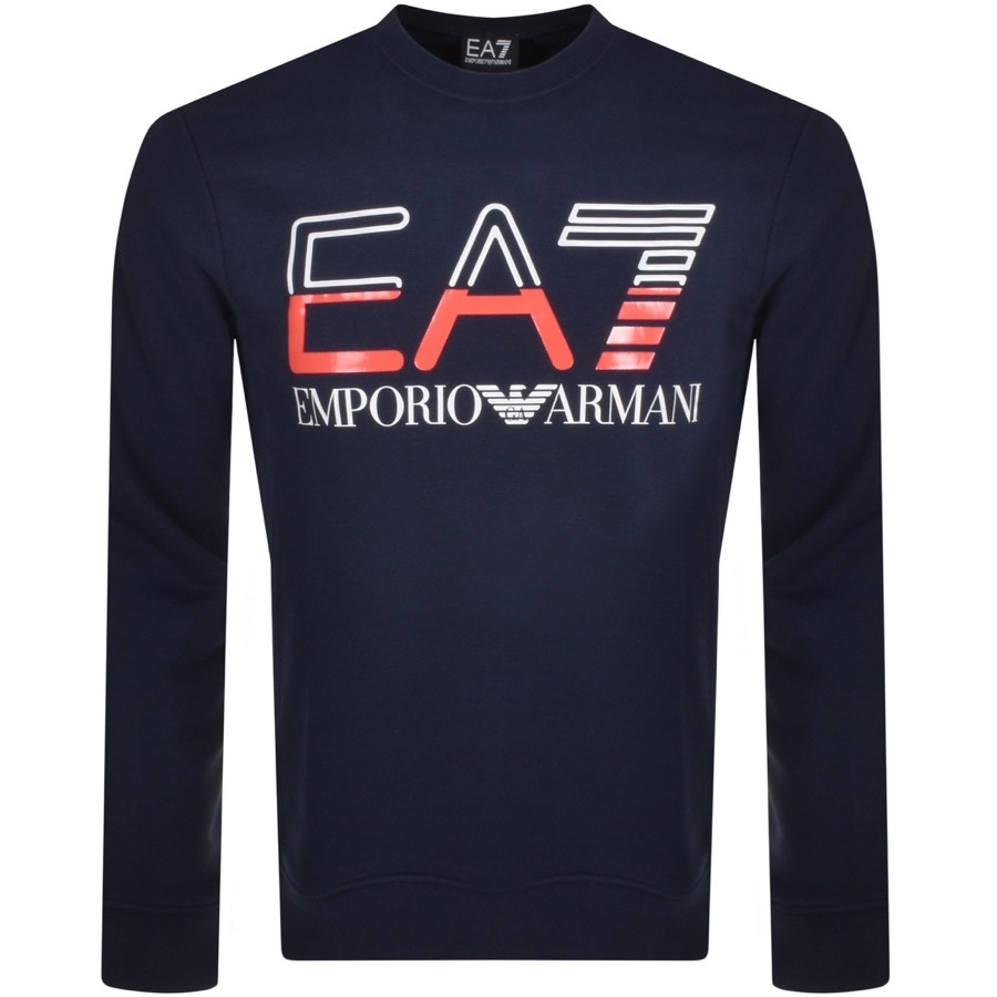 Ea7 Emporio Armani Logo Sweatshirt Navy | ModeSens